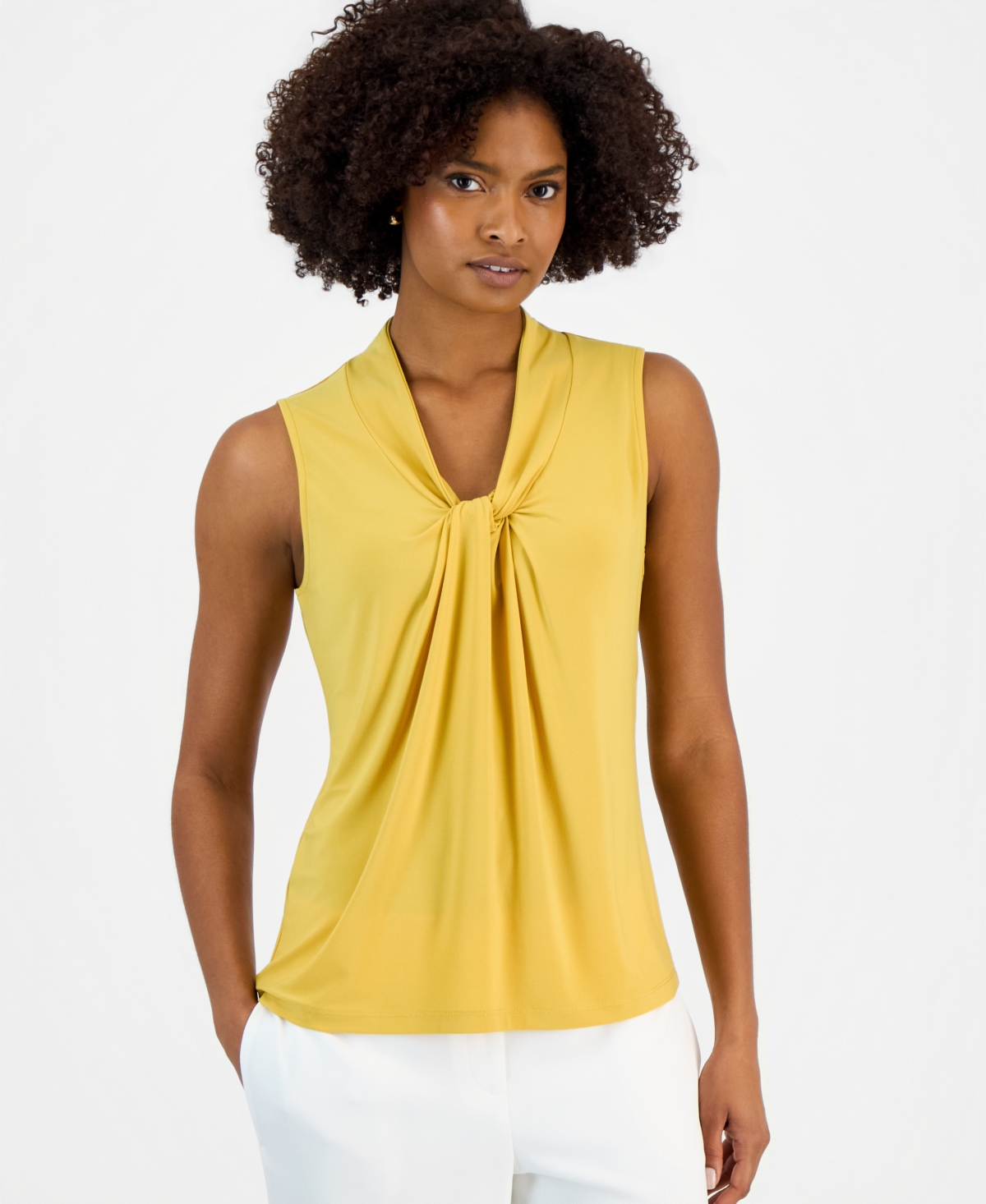 Click here for Kasper Womens Sleeveless Knotted-Front Top - Butte... prices