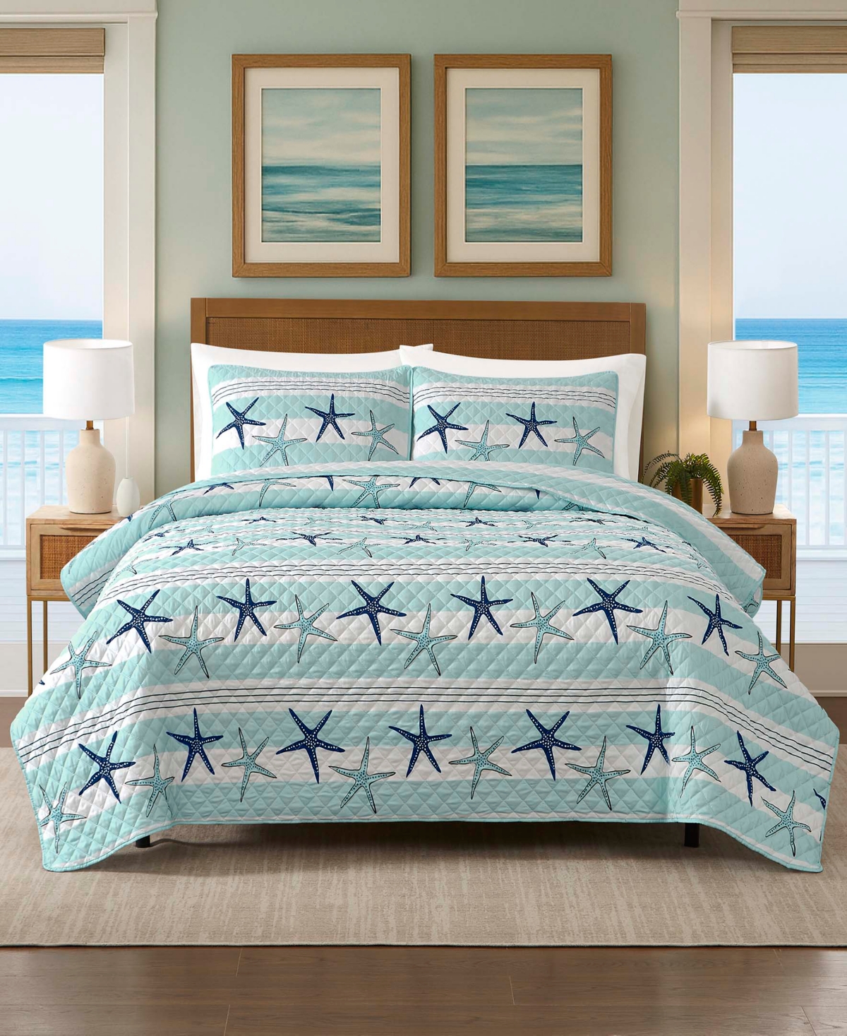 Click here for Avanti Starfish Stripe Reversible 2-Pc. Quilt Set... prices