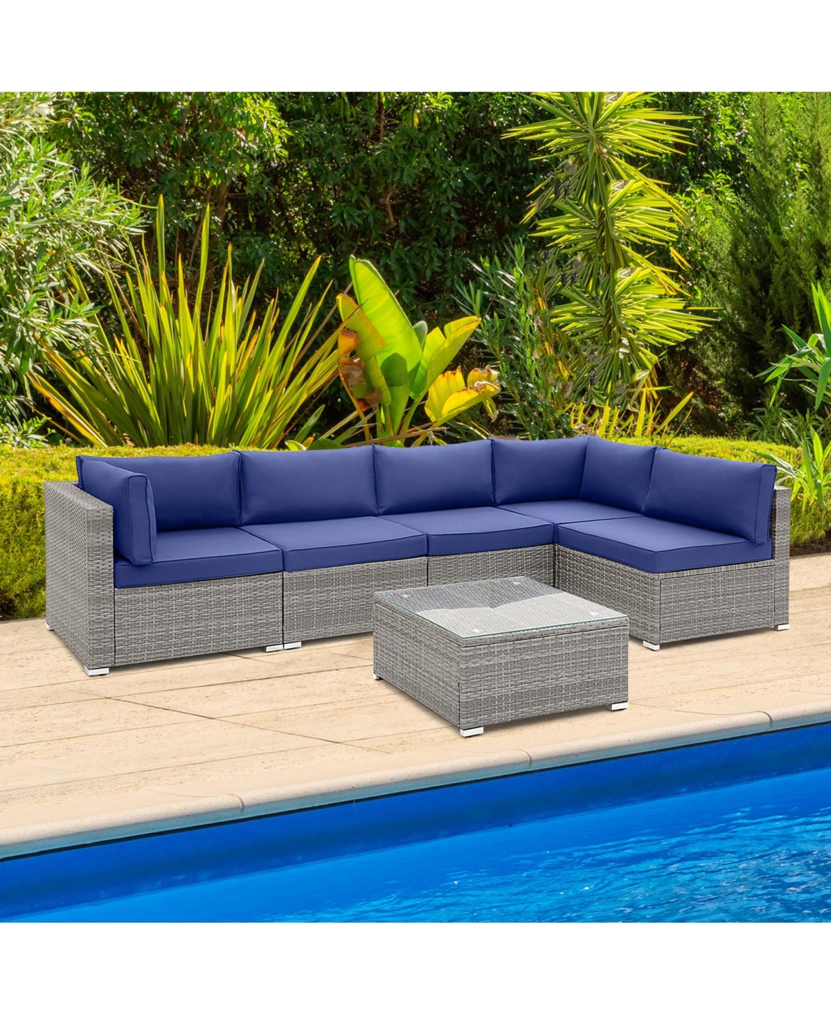 Click here for 6 Pcs Patio Conversation Sofa Set Outdoor Rattan F... prices