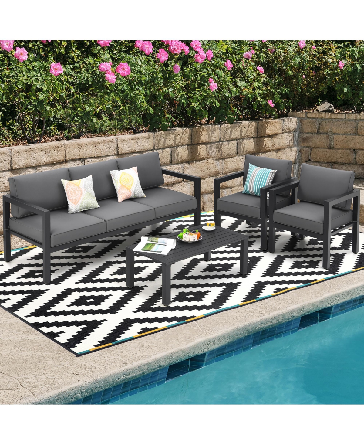 Click here for 4-Piece Outdoor Patio Furniture Set Sectional Sofa... prices