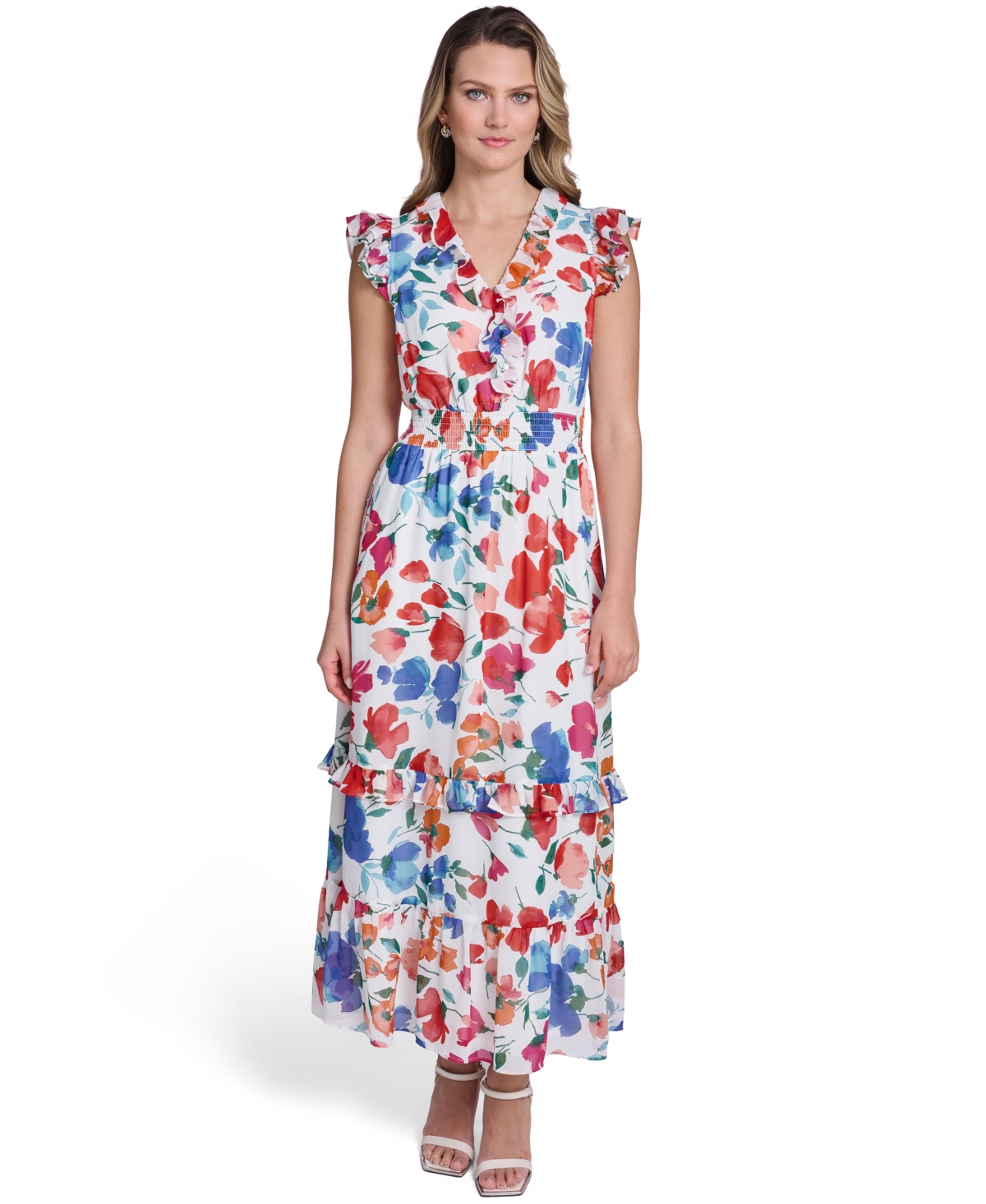Click here for Jessica Howard Womens Smocked Waist Printed Dress... prices