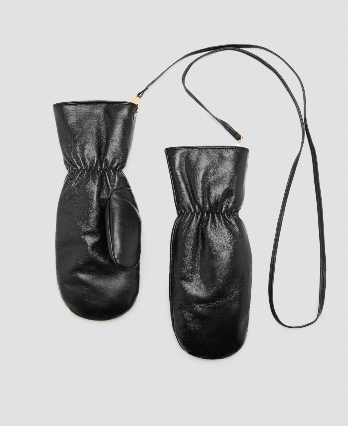 Click here for Mango Womens Leather Mittens - Black prices