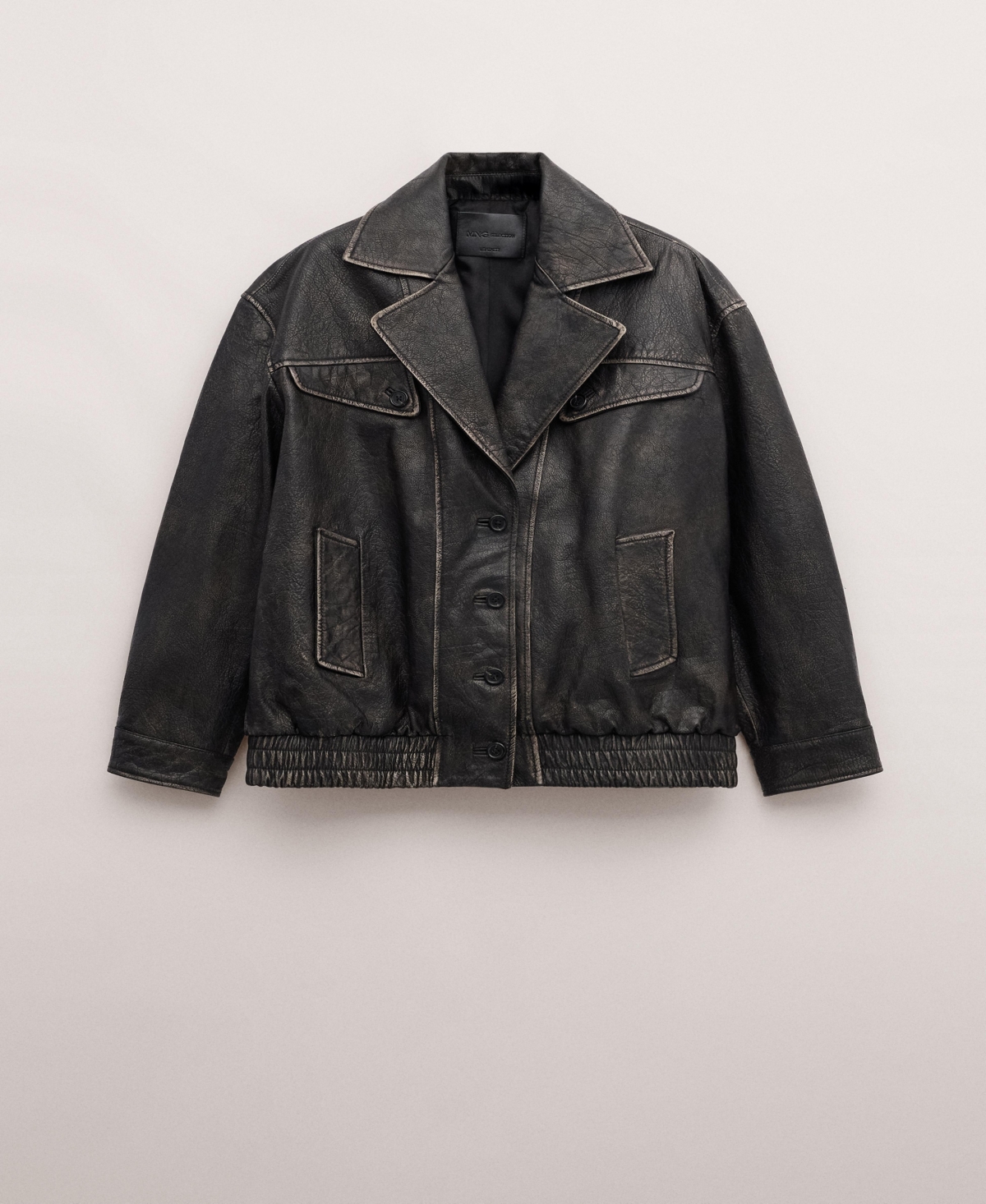 Click here for Mango Womens Leather Oversized Buttoned Jacket - B... prices