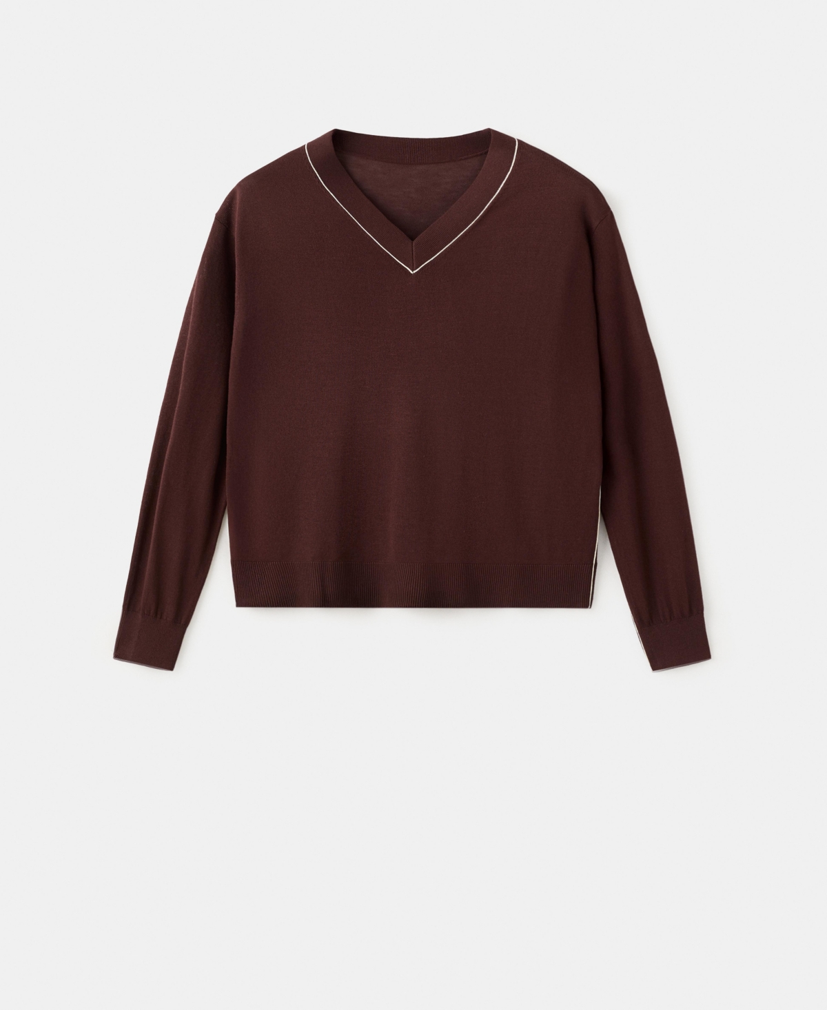 Click here for Mango Womens Contrast Piping V-Neck Sweater - Dark... prices