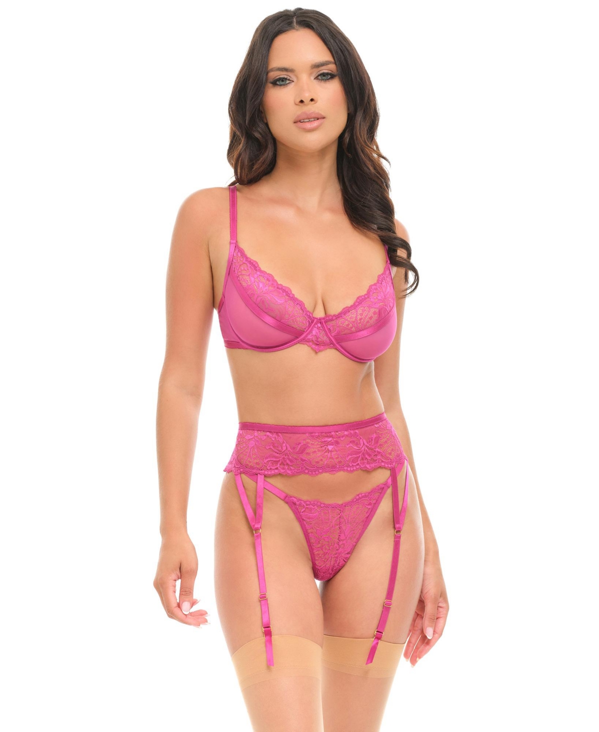 Click here for Oh La La Cheri Womens Julia Sheer Lace 3-Piece Bra... prices