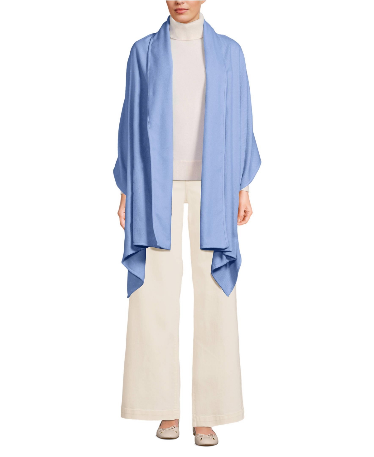 Click here for Lands End Womens CashTouch Travel Wrap - Clear blu... prices