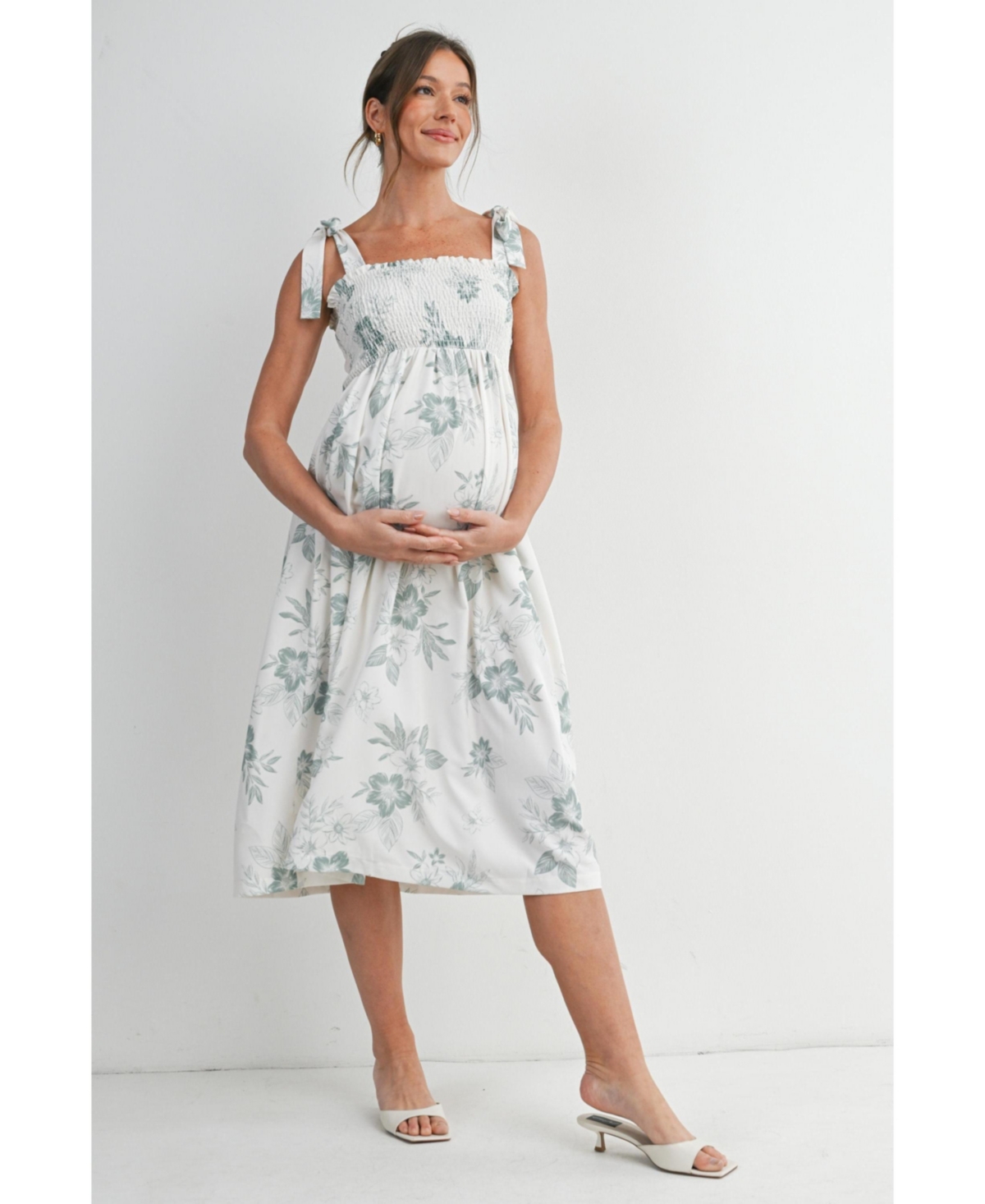 Click here for Hello Miz Maternity Floral Smocked Empire Waist Mi... prices