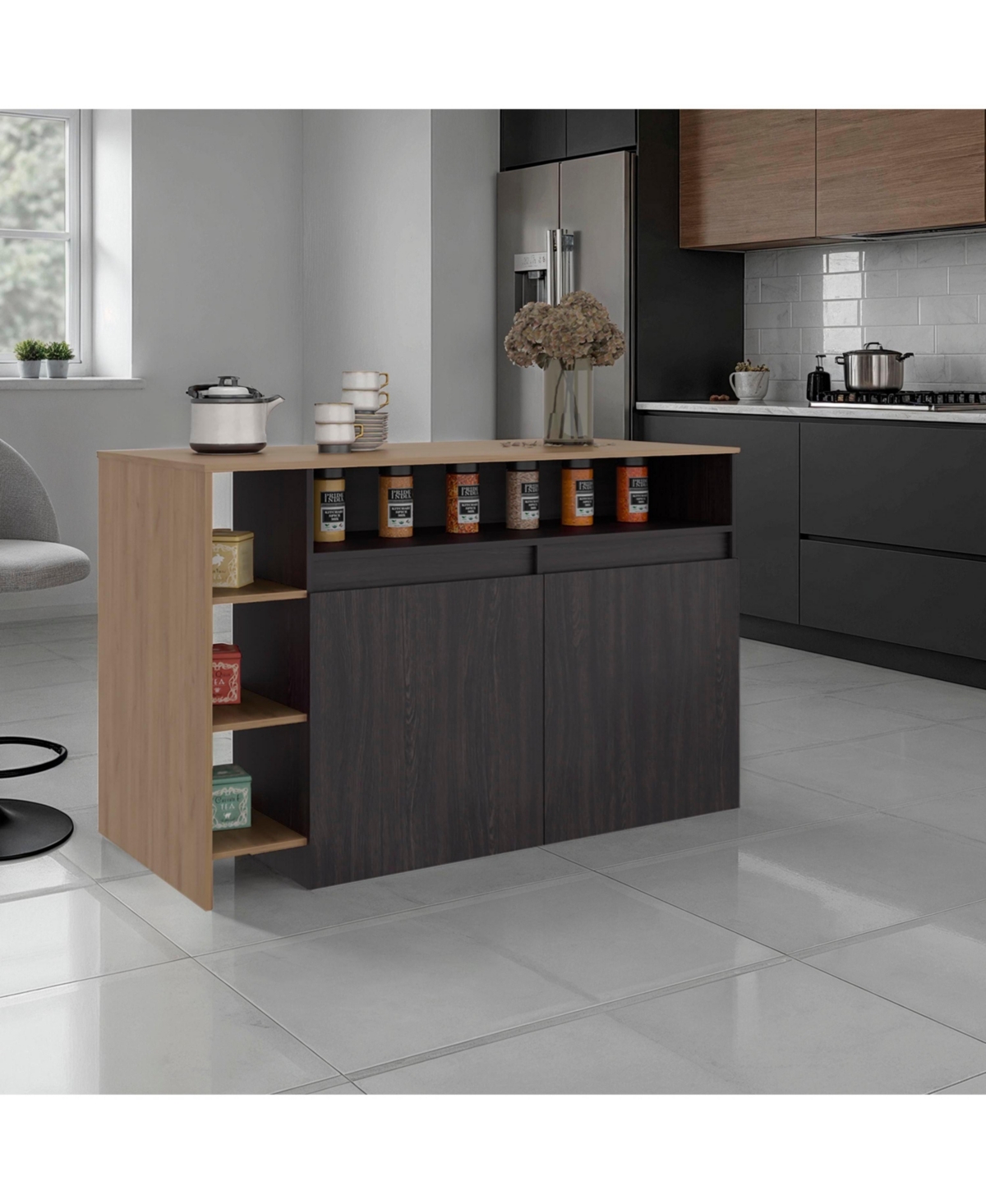Click here for Fm Furniture Abril Kitchen Island with Storage Cab... prices