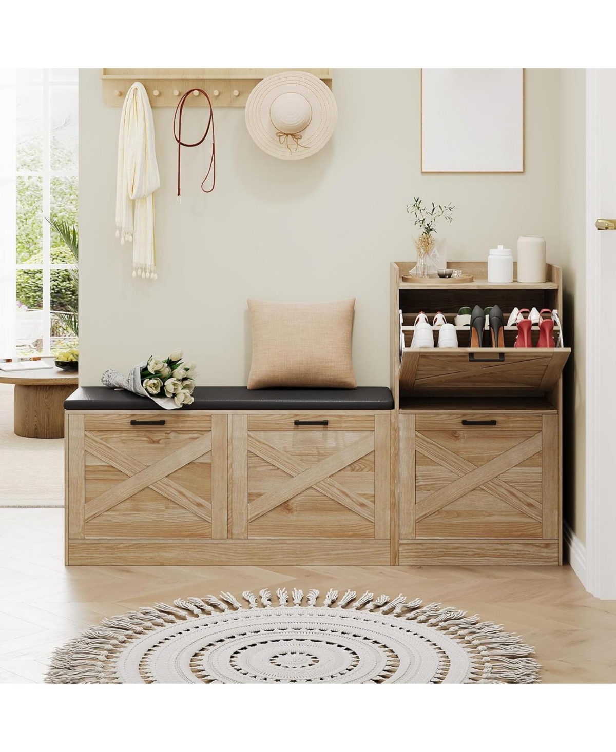 Click here for gaomon Shoe Storage Bench with 4 Flip Drawers and... prices