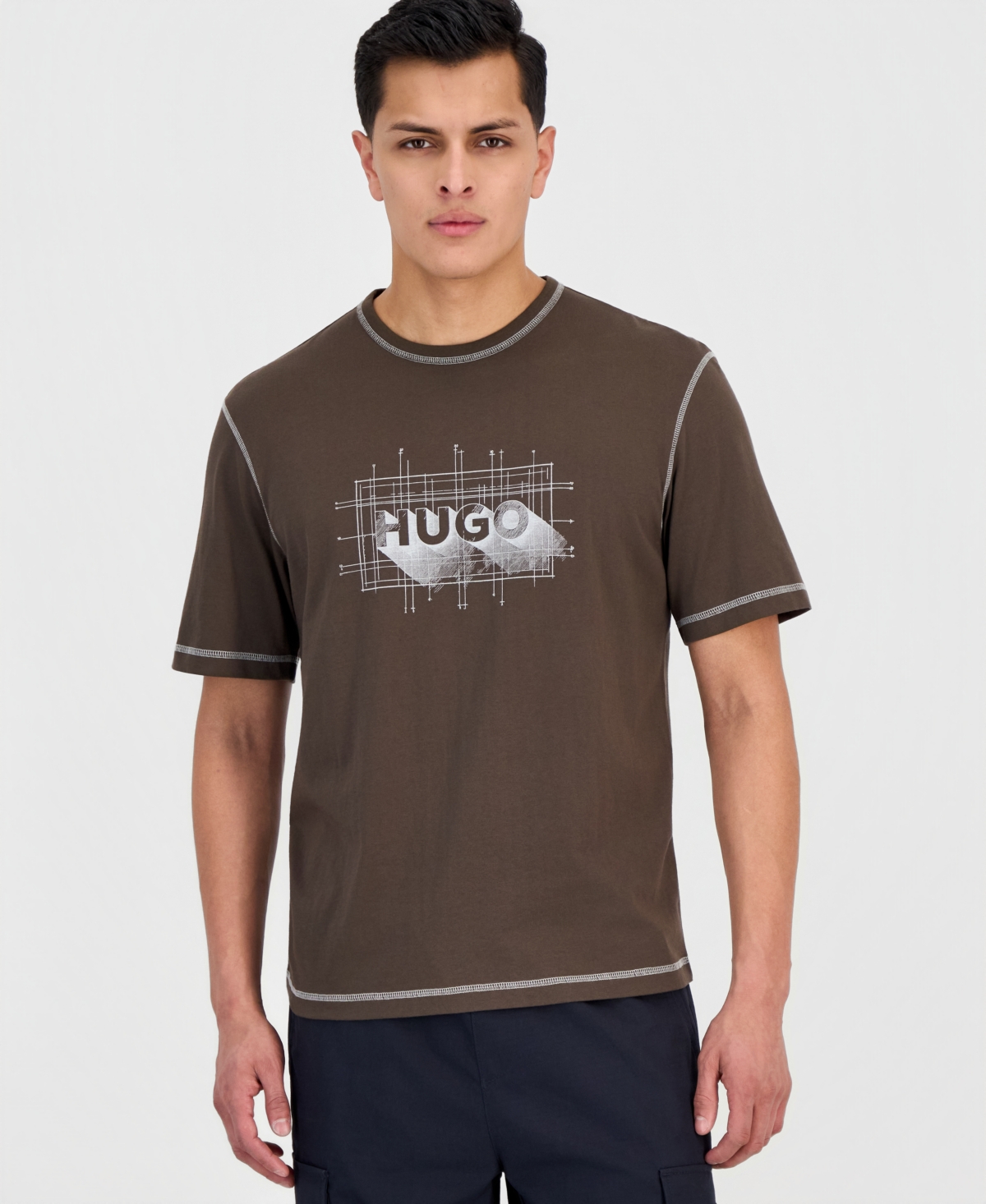 Click here for Hugo Boss Mens Nothal Logo Graphic T-Shirt - BROWN prices