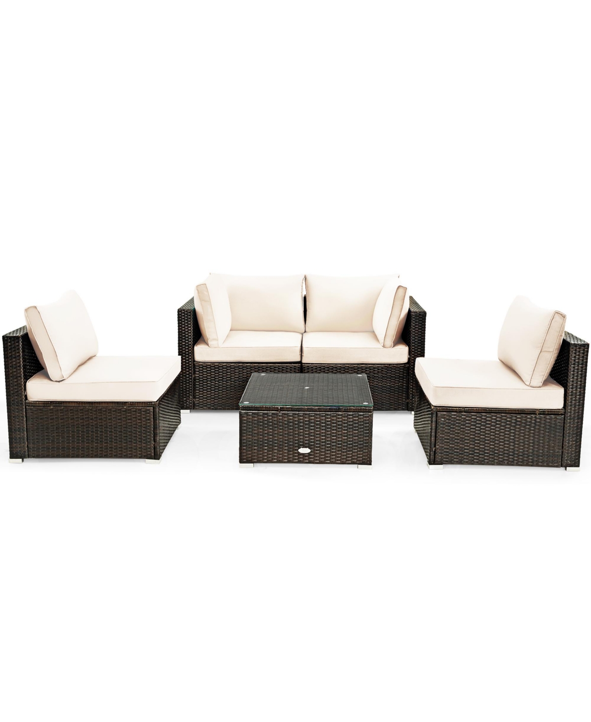 Click here for Gymax 5PCS Rattan Patio Conversation Set Sofa Furn... prices