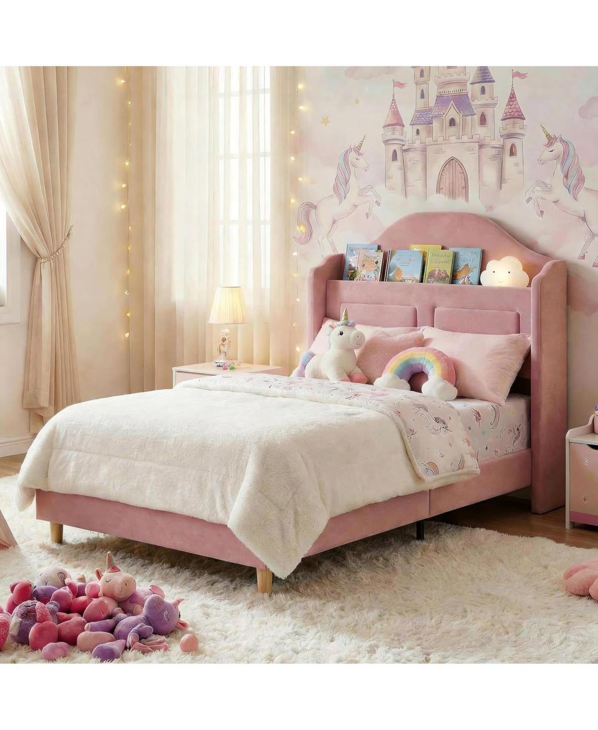 Click here for gaomon Twin Bed Frames for Kids  Wingback Velvet P... prices