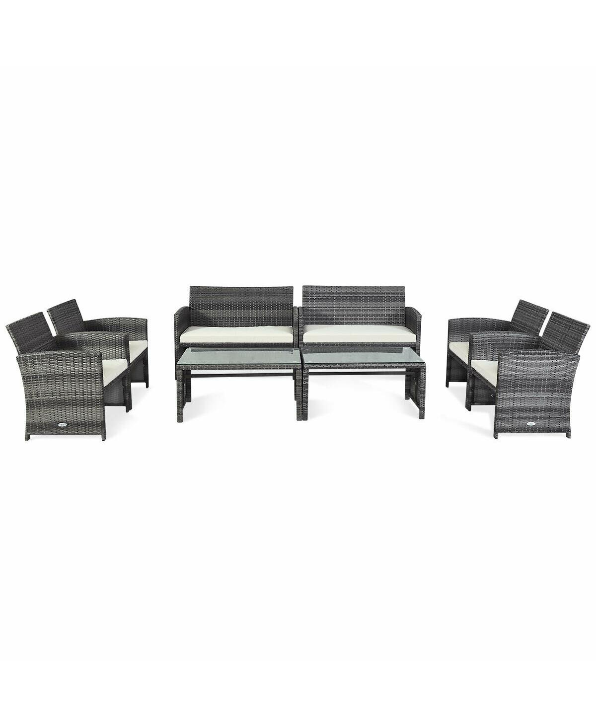 Click here for Gymax 8PCS Patio Outdoor Rattan Furniture Set w/ C... prices