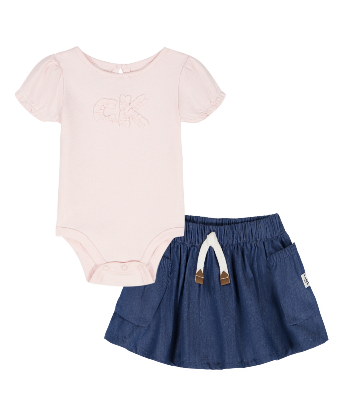Click here for Calvin Klein Baby Girls Shirred Bodysuit & Flared... prices