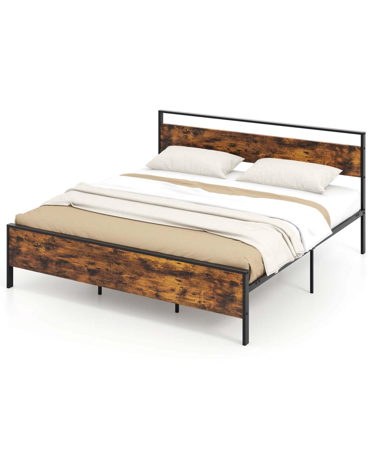 Click here for Costway Bed Frame with Wooden Headboard and Footbo... prices