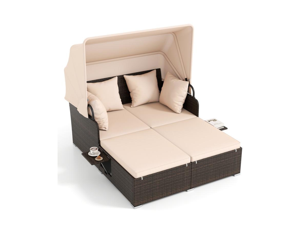 Click here for Slickblue Outdoor Rattan Daybed with Canopy Shade... prices