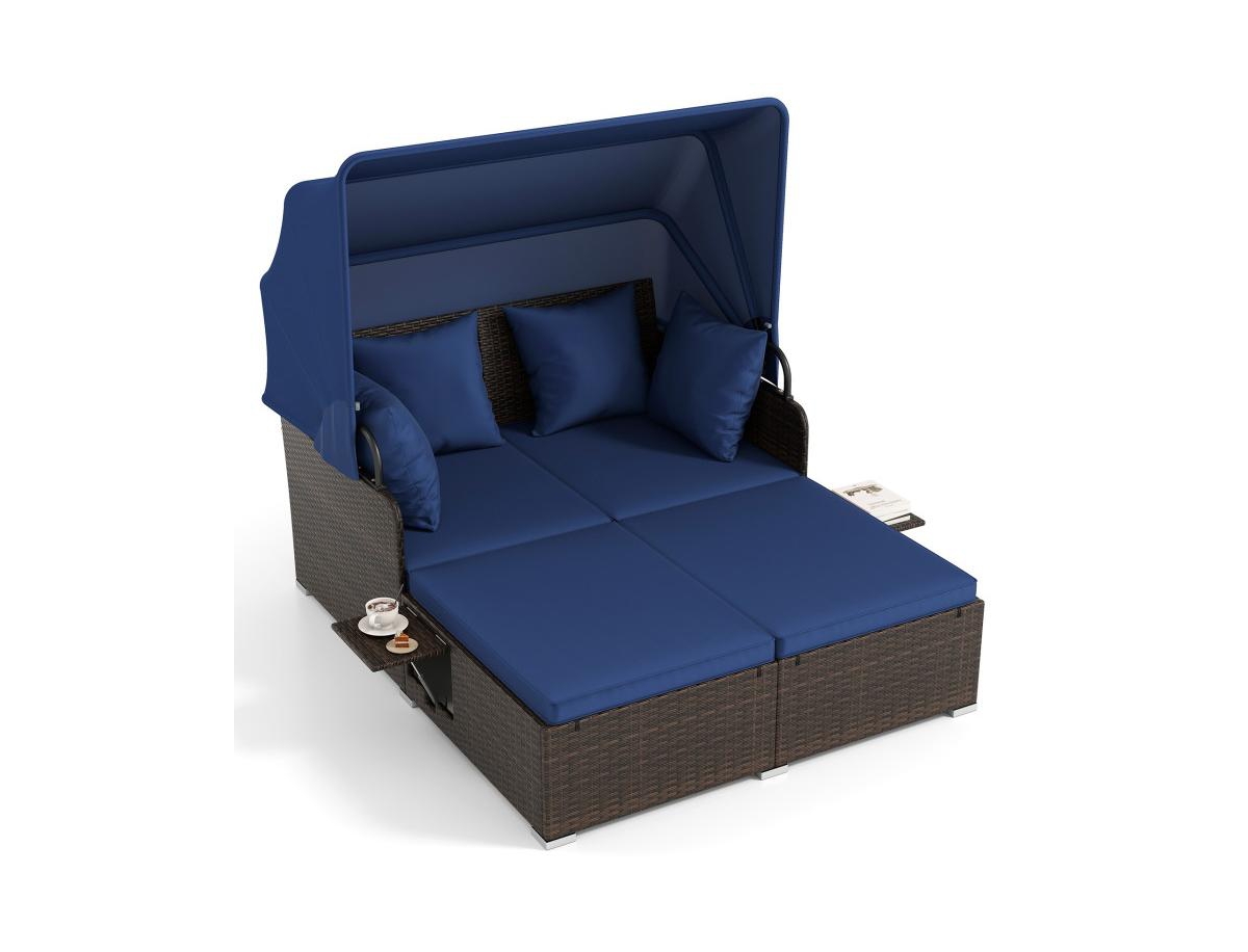 Click here for Slickblue Outdoor Rattan Daybed with Canopy Shade... prices