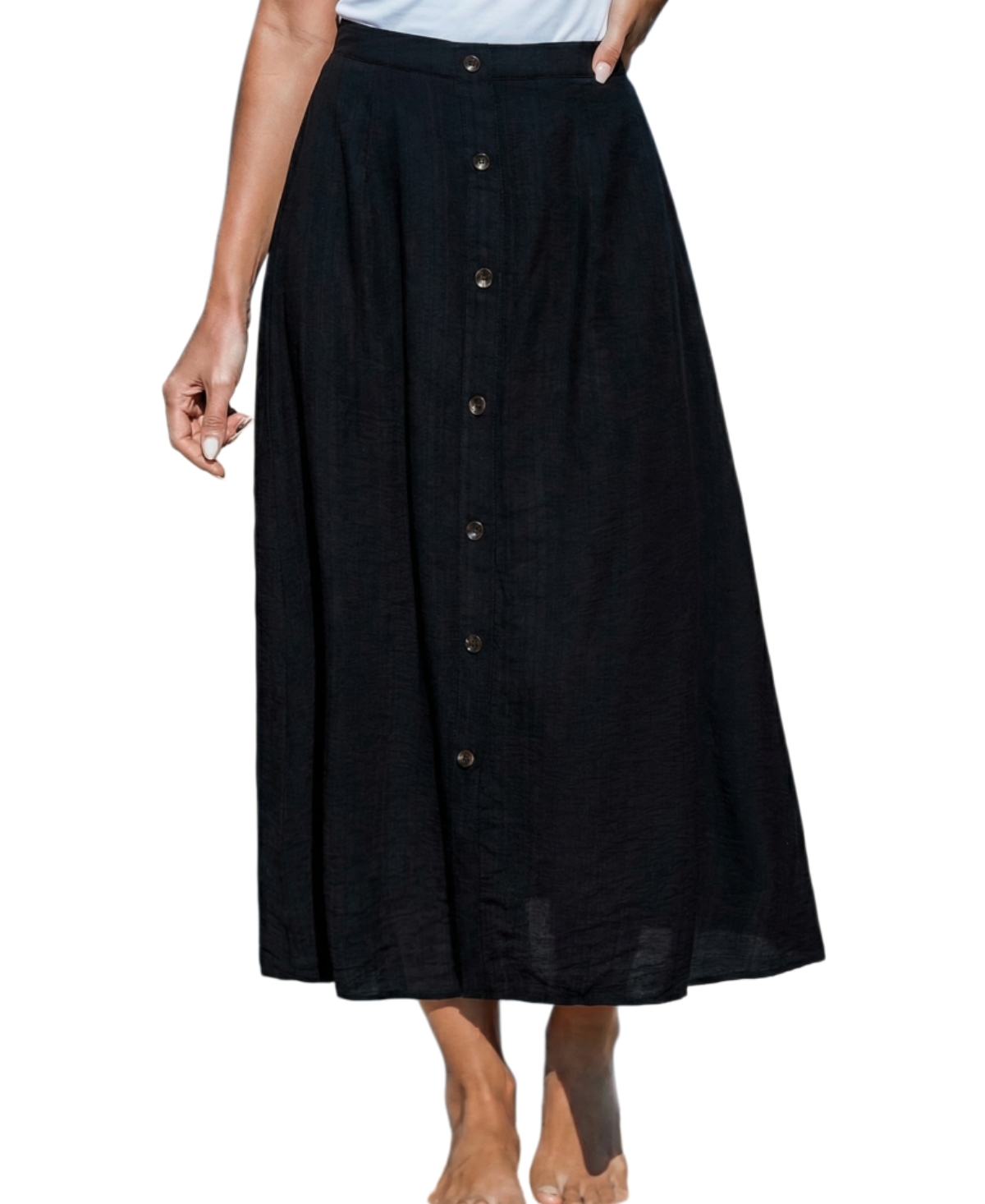 Click here for Cupshe Womens A-Line Button Closure Skirt - Black prices