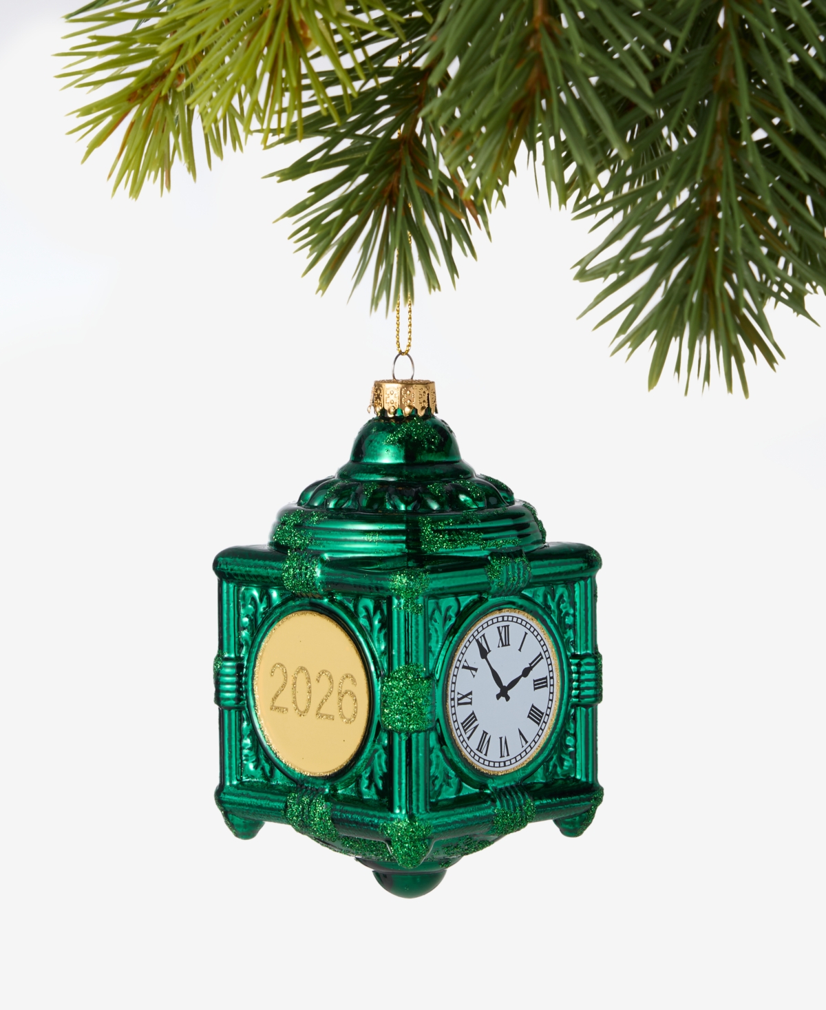 Click here for Holiday Lane Marshall Fields Green Clock Ornament... prices