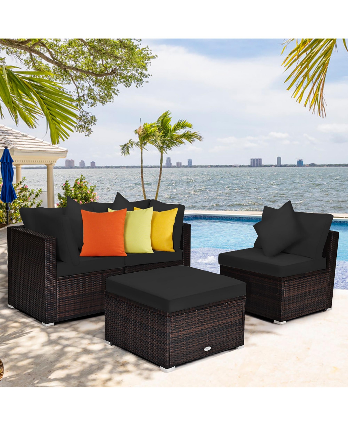 Click here for Costway 4PCS Patio Rattan Furniture Set Sofa Ottom... prices