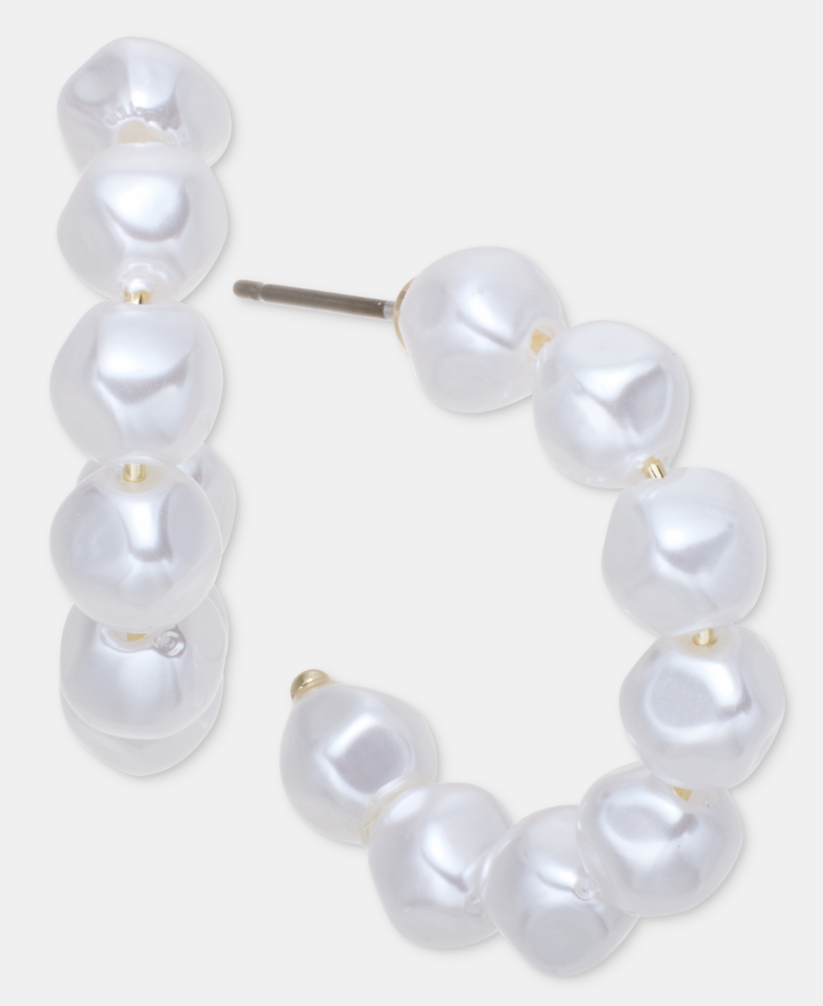 Click here for On 34th Small Imitation Pearl C-Hoop Earrings  1... prices