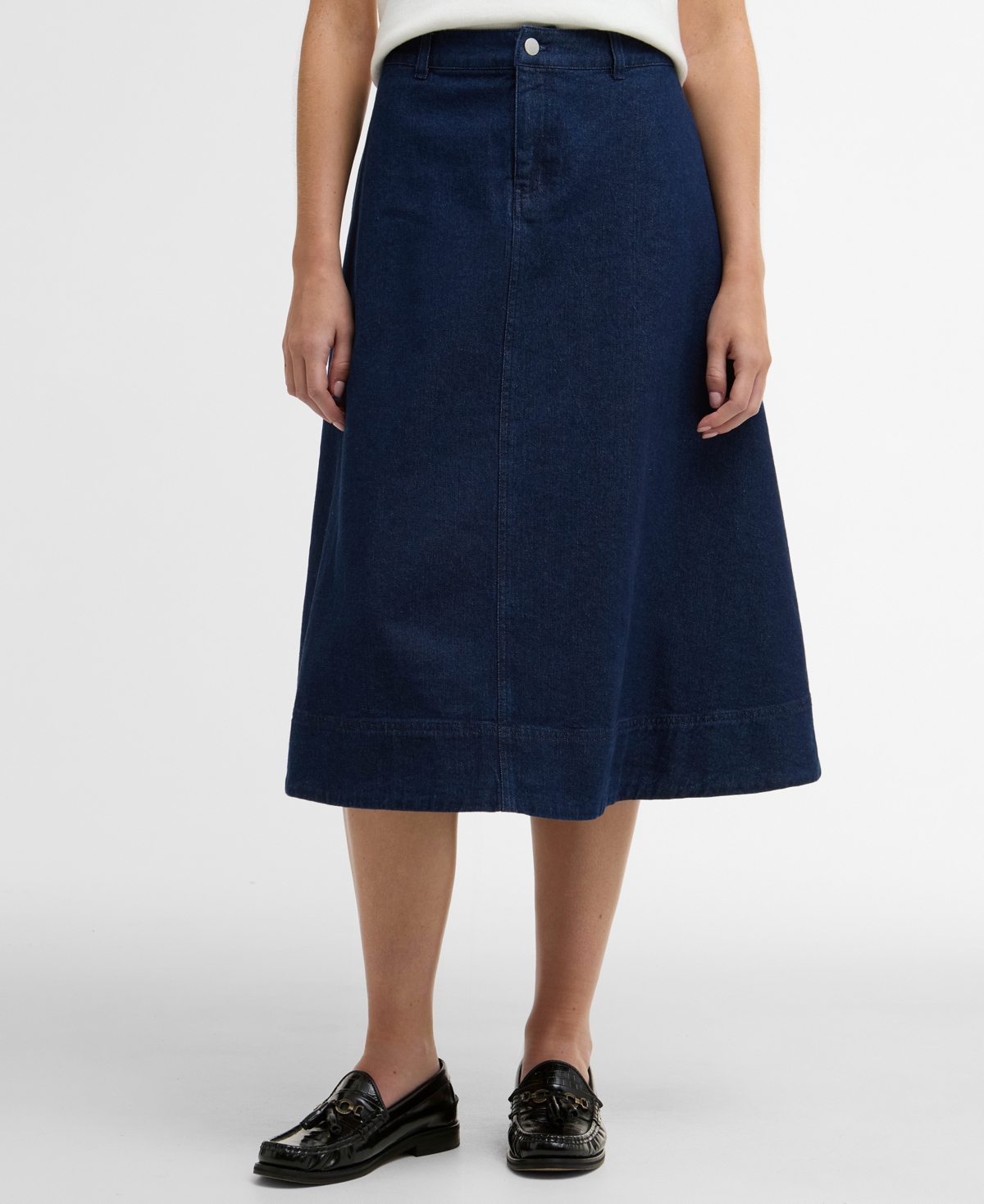 Click here for Barbour Womens Denim Maia Midi Skirt - Rinse Wash prices