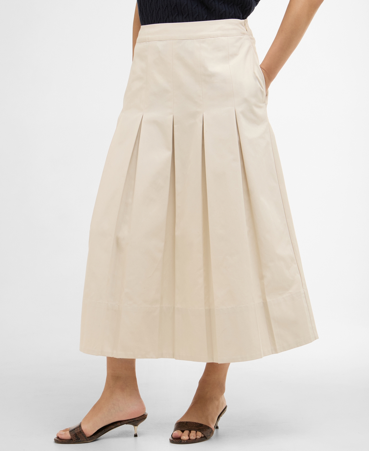 Click here for Barbour Womens Pleated Kirby Midi Skirt - Jasmine prices