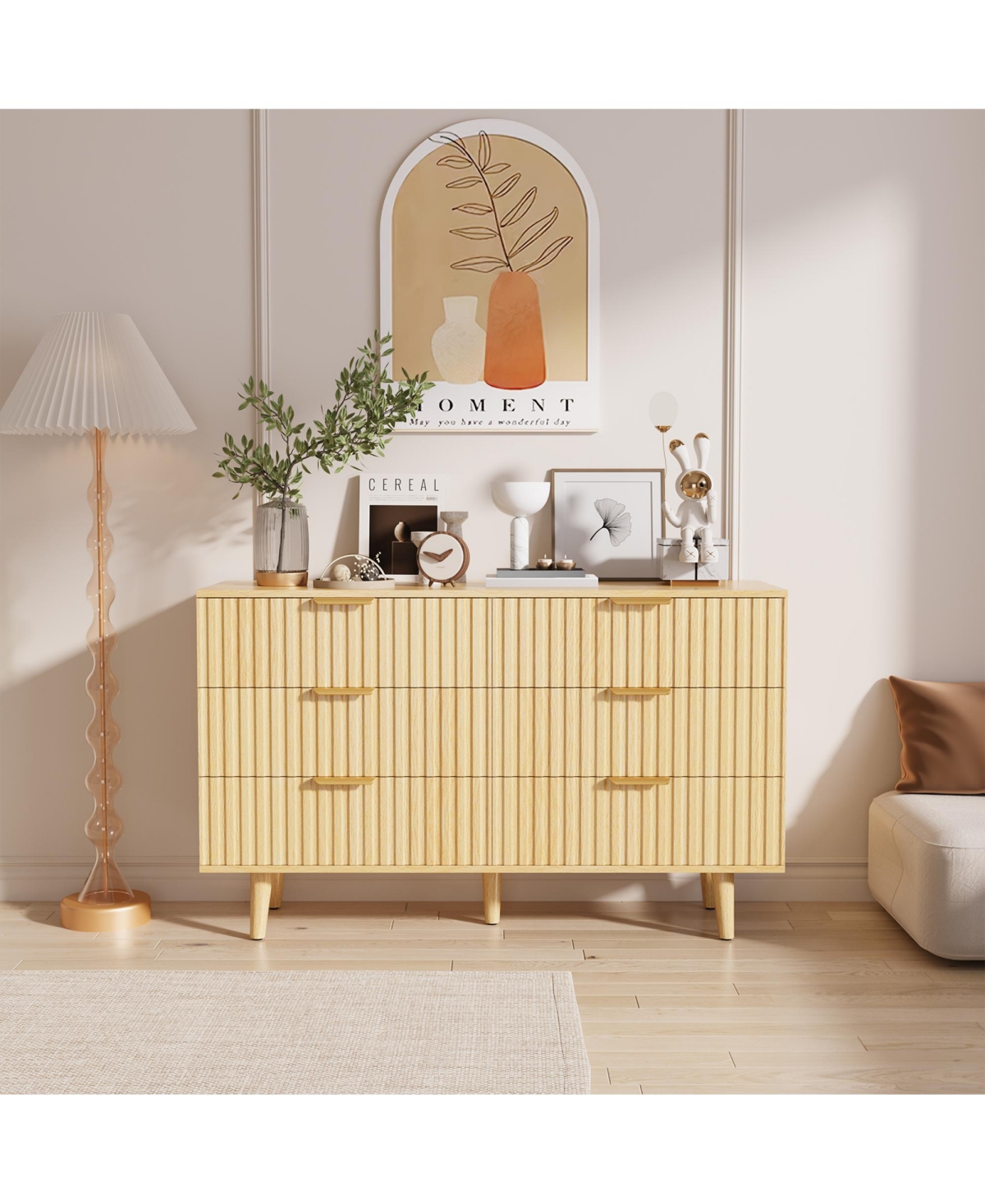 Click here for Rainsken 6 Drawer Dresser for Bedroom  Fluted Wood... prices