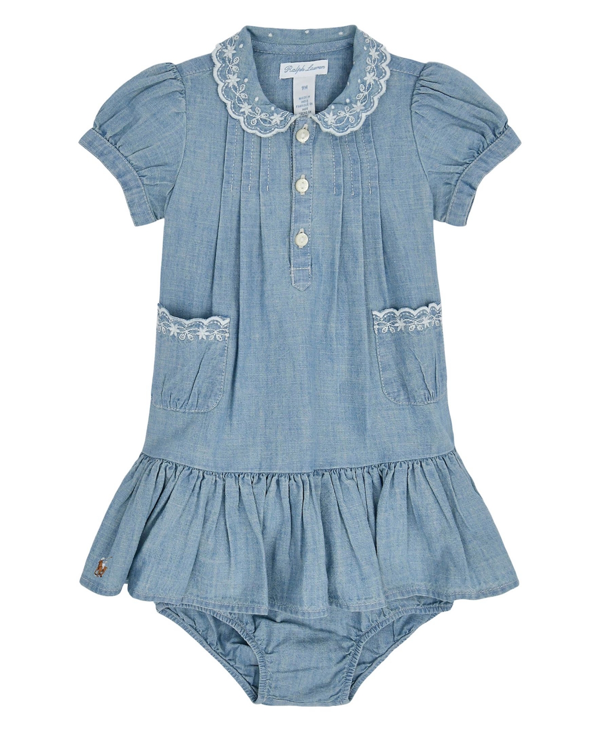 Click here for Ralph Lauren Baby Girls Indigo Cotton Chambray Dre... prices