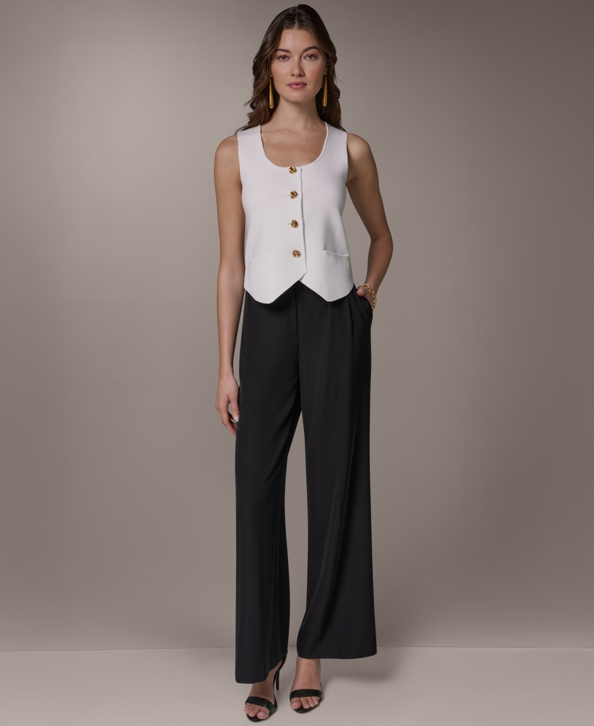 Click here for Donna Karan New York Petite Scoop Neck Sweater Ves... prices