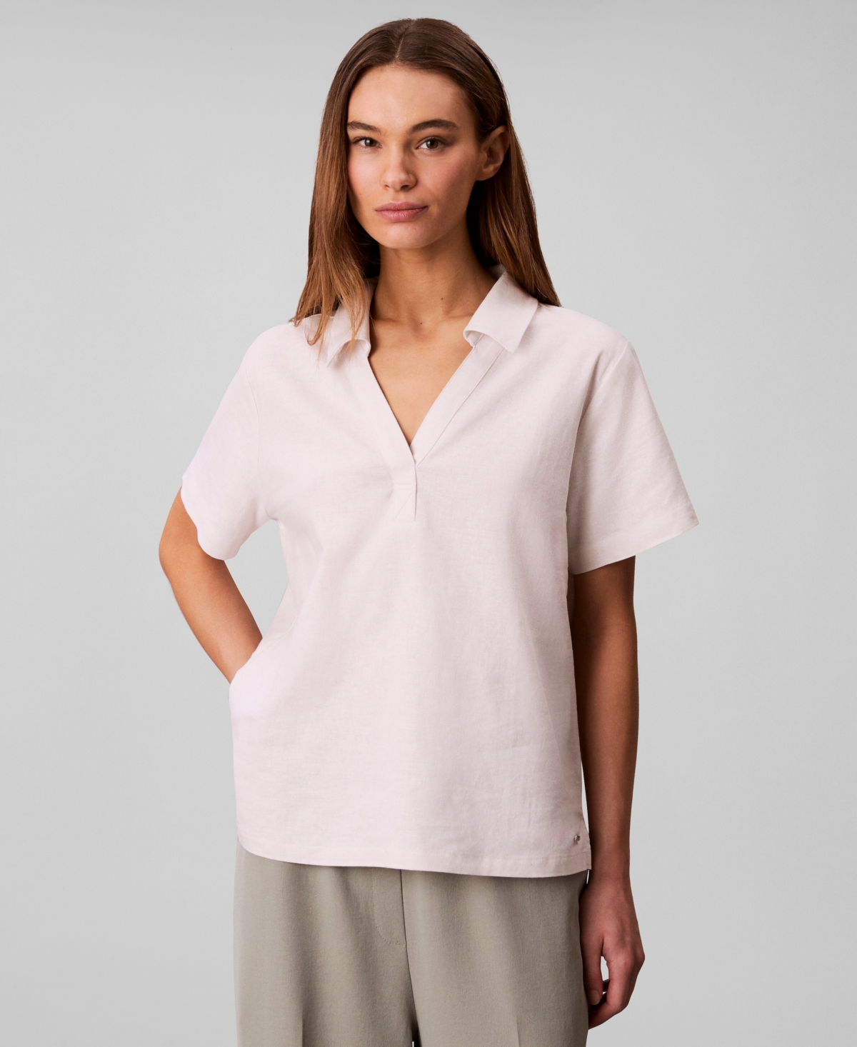 Click here for Calvin Klein Womens Blend Short-Sleeve Polo T-Shir... prices