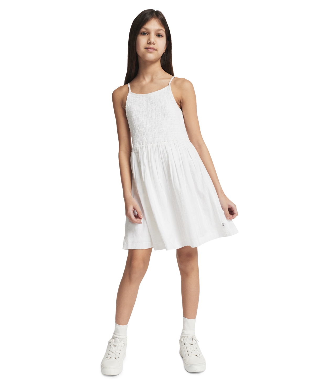 Click here for Calvin Klein Girls 7-16 Smocked Sundress - White prices
