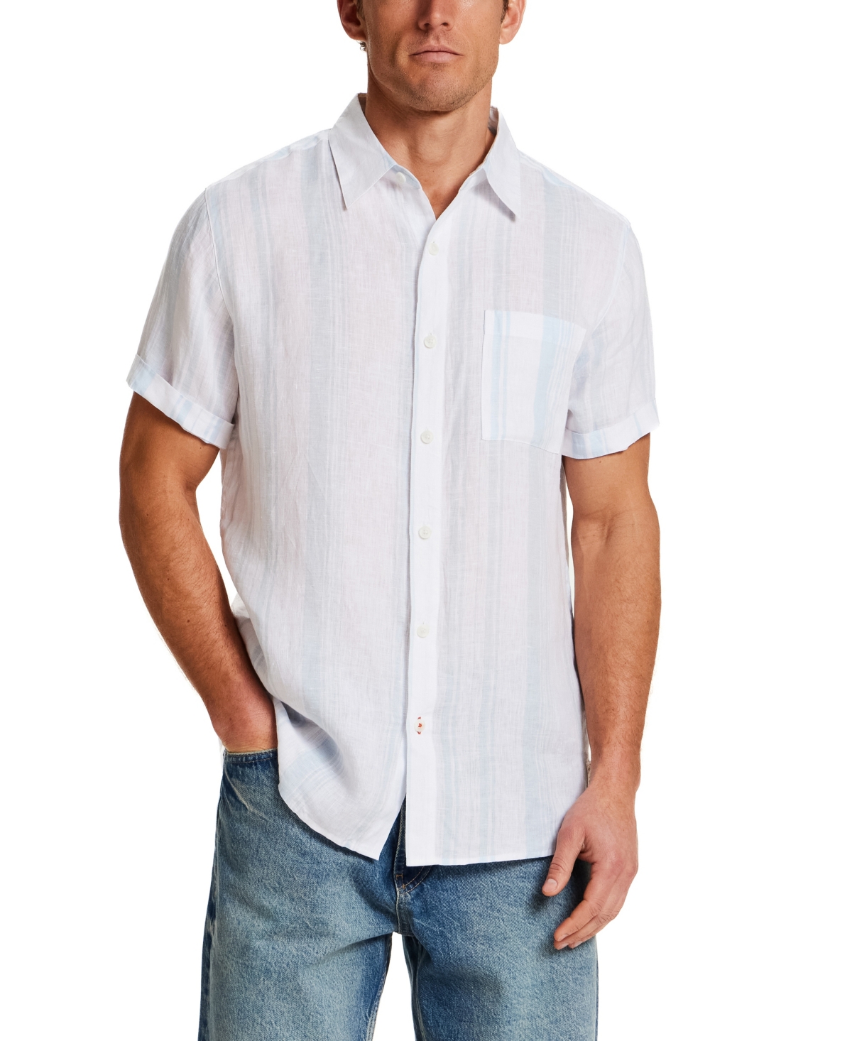 Click here for Weatherproof Vintage Mens Regular-Fit Stripe Butto... prices