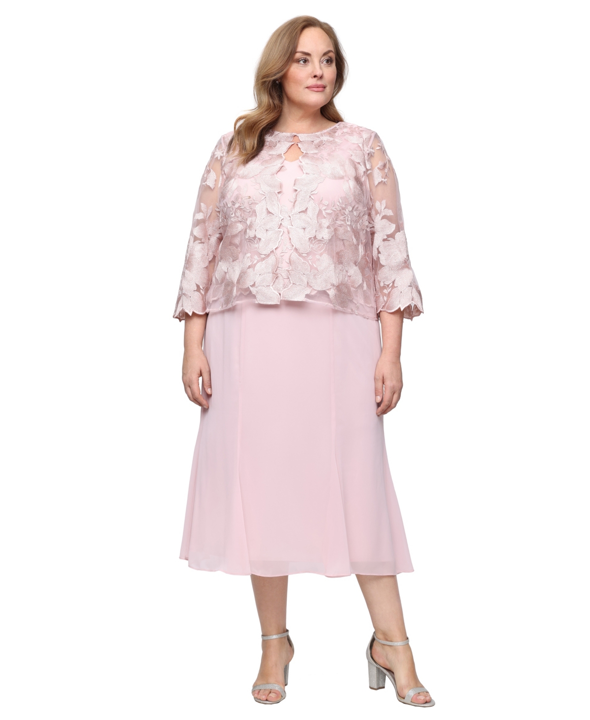 Click here for Alex Evenings Plus Size A-Line Dress With Lace Moc... prices
