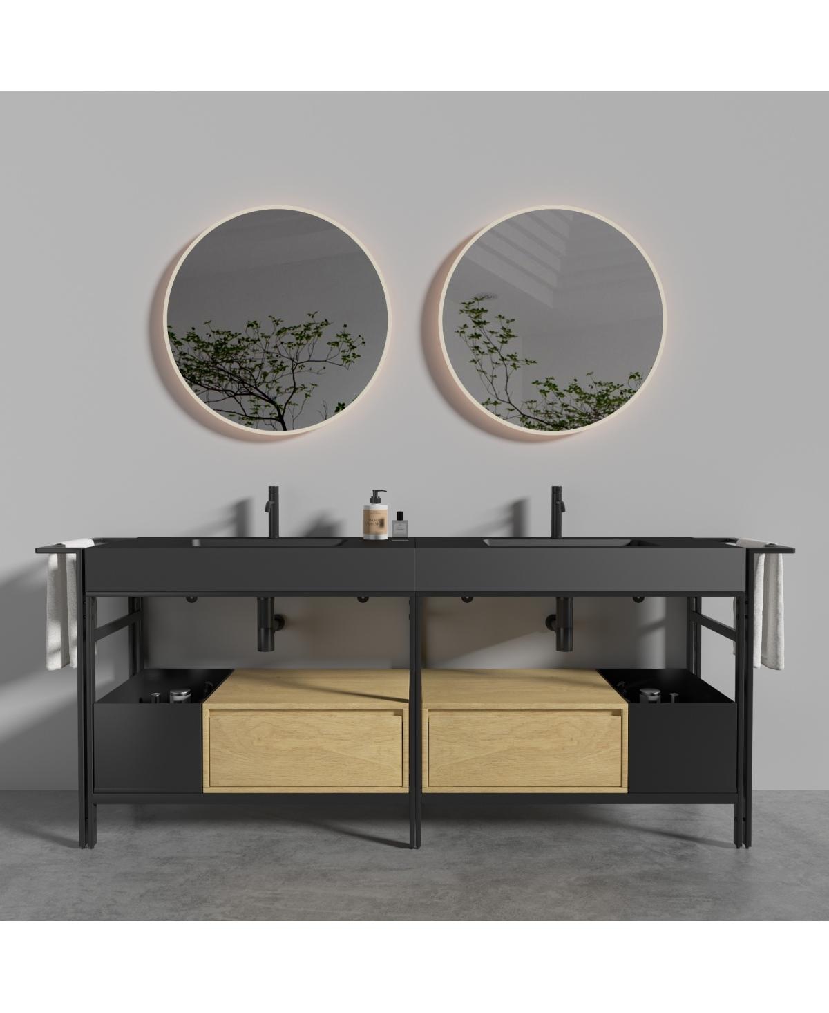 Click here for Sillysis Industrial Double Bathroom Vanity with Ar... prices