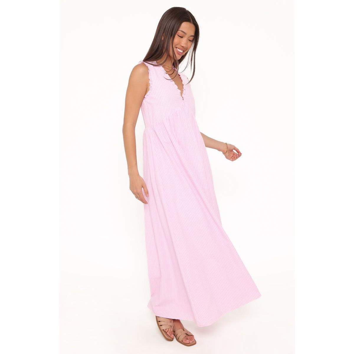 Click here for Petal and Pup Womens Kalan Maxi Dress - Pink strip... prices