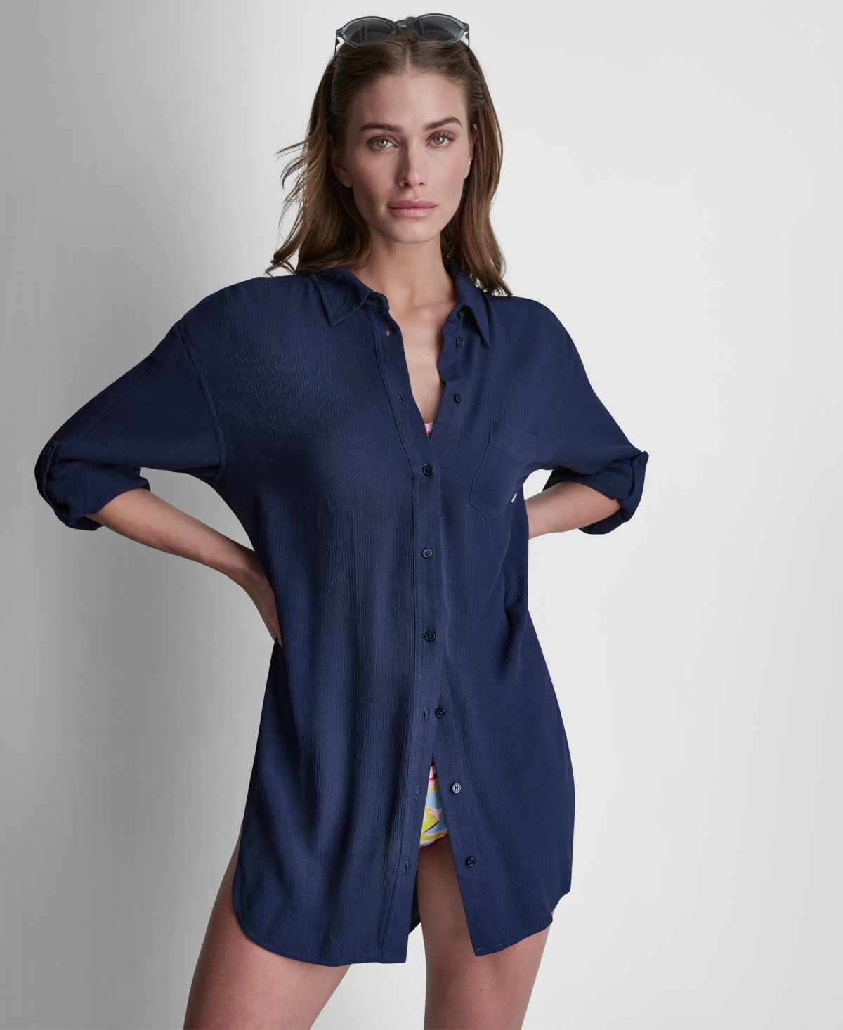 Click here for Dkny Womens Gauze Collared Button-Front Beach Shir... prices
