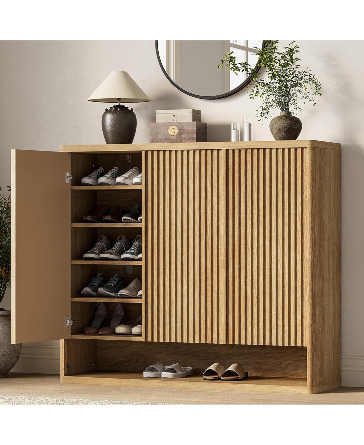 Click here for Gaomon 46-Inch Wooden Shoe Cabinet with Adjustable... prices