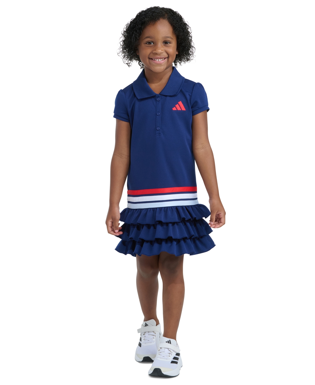 Click here for adidas Girls 2T-6X Ribbed Polo Collar Dress - Dark... prices