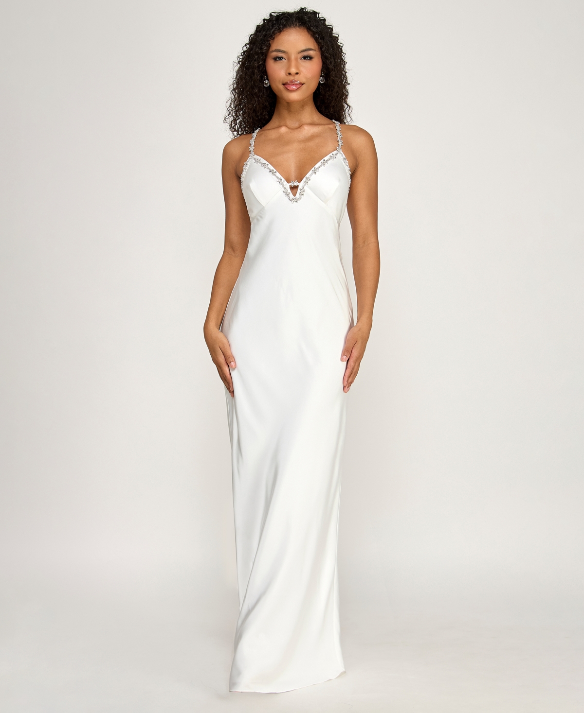 Click here for Seni & Cade Womens Rhinestone Trim Long V-Neck Sli... prices