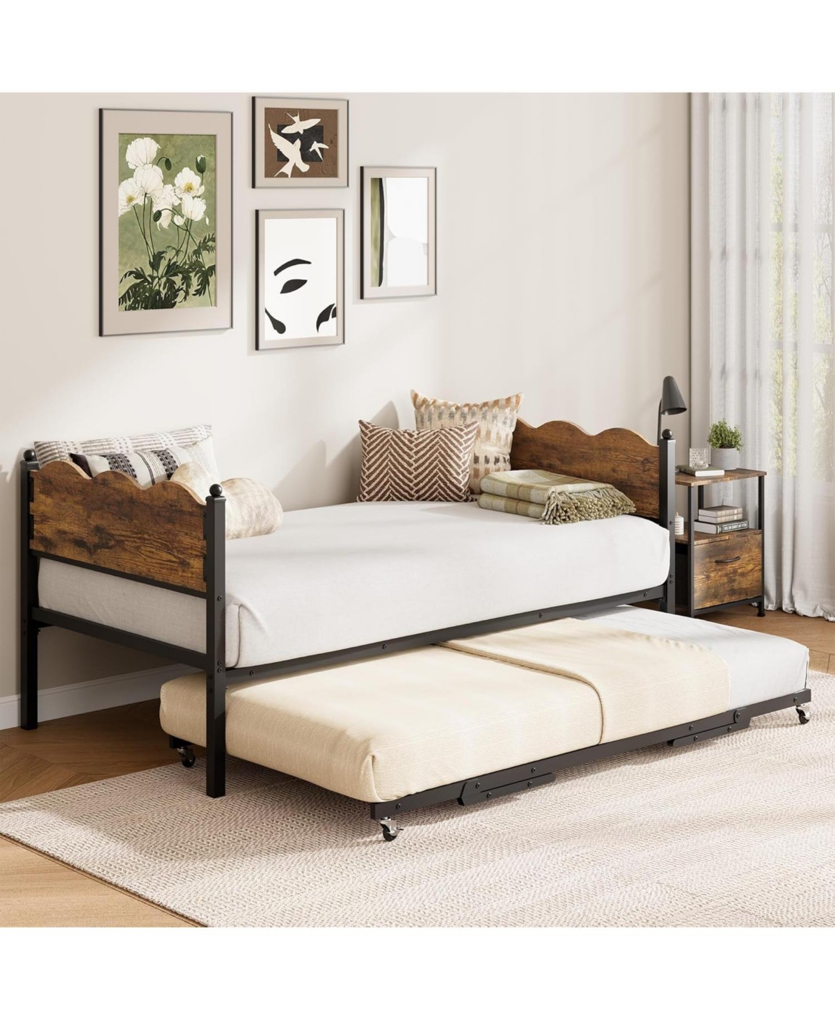 Click here for gaomon Daybed with Trundle  Metal Frame with Wavy... prices