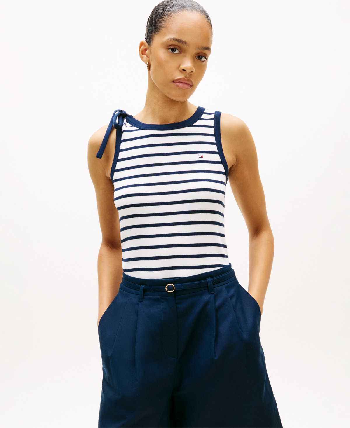 Click here for Tommy Hilfiger Womens Bow Detail Crewneck Tank Top... prices