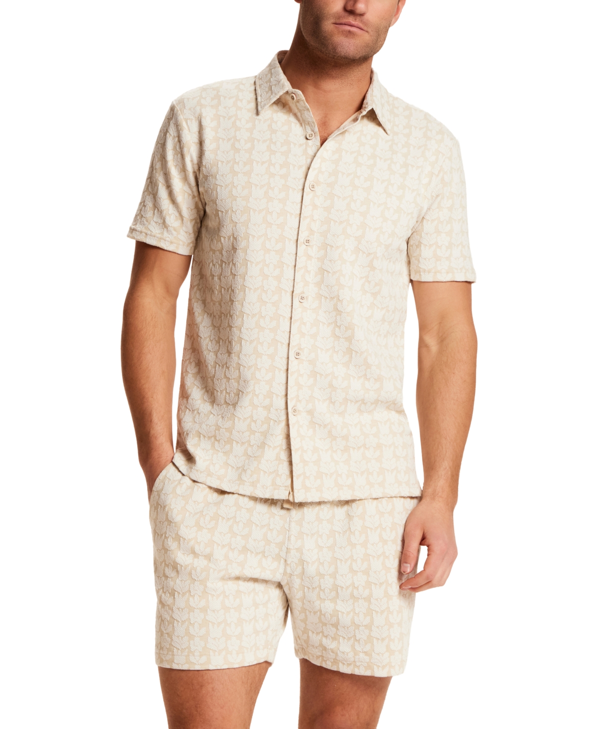 Click here for Weatherproof Vintage Mens Short-Sleeve Floral Jacq... prices