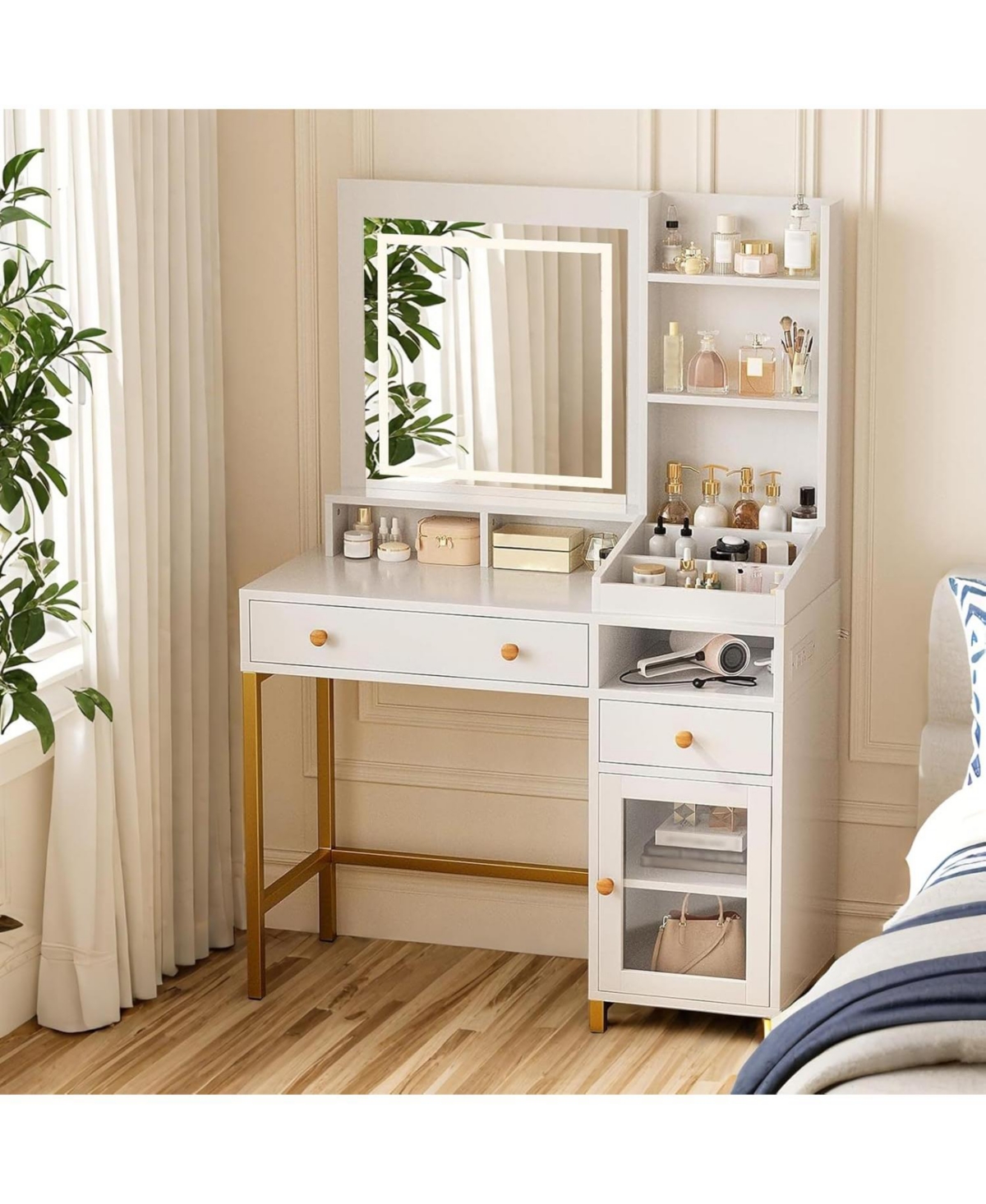 Click here for gaomon Makeup Vanity Desk with Led Mirror  2 Drawe... prices