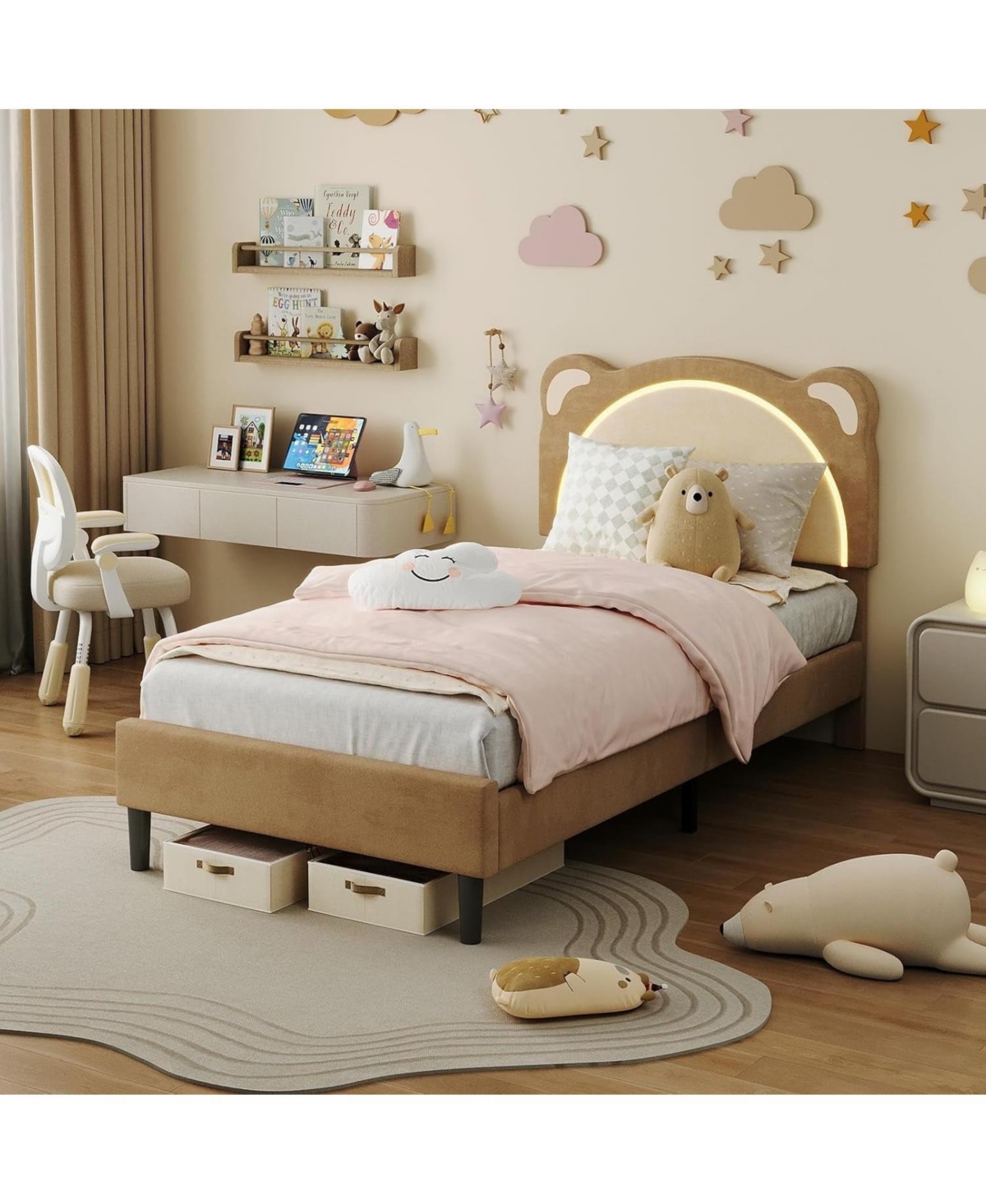 Click here for gaomon Twin Upholstered Platform Bed Frame Adjusta... prices