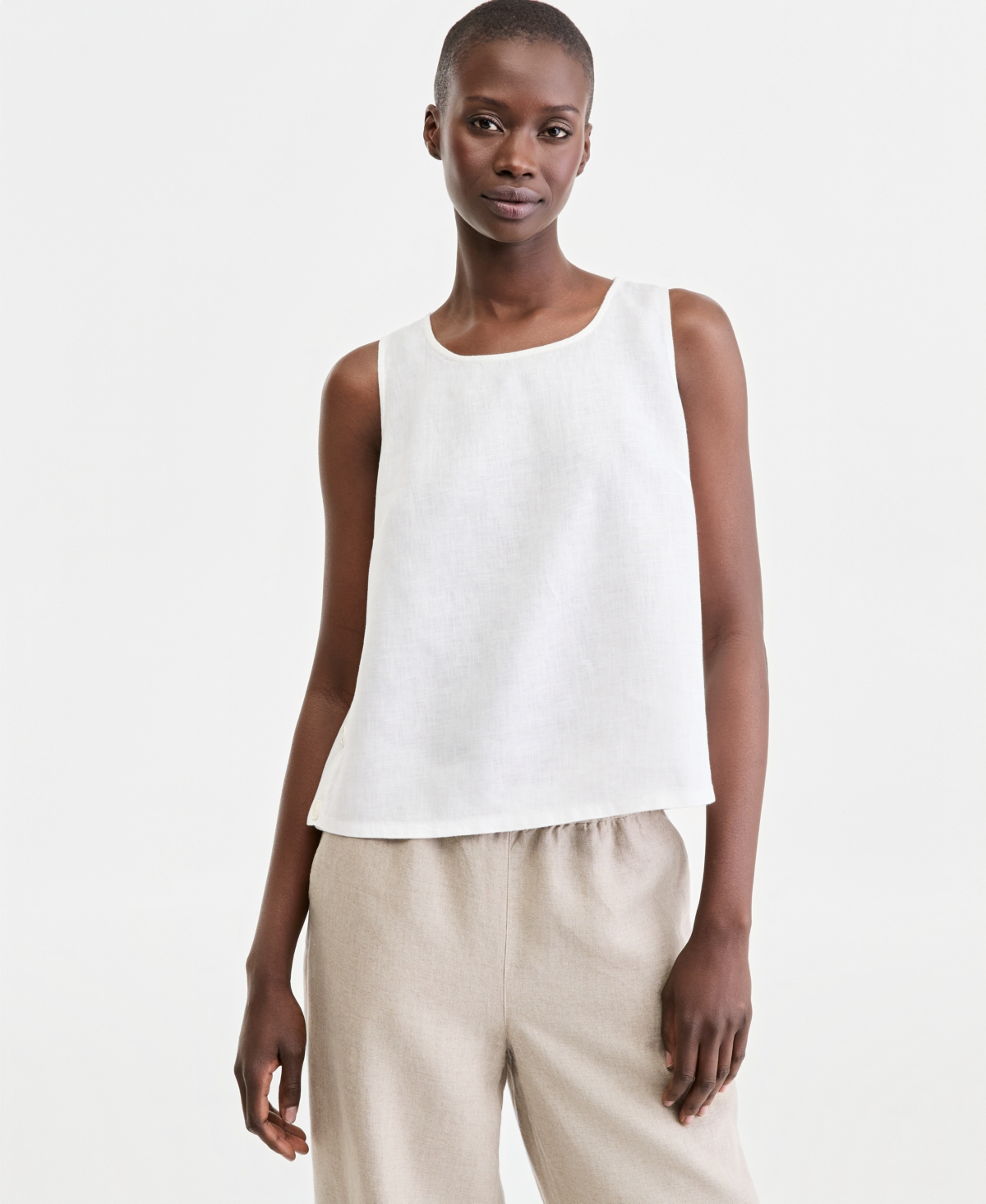 Click here for Charter Club Womens 100 Linen Pleated-Back Sleevel... prices