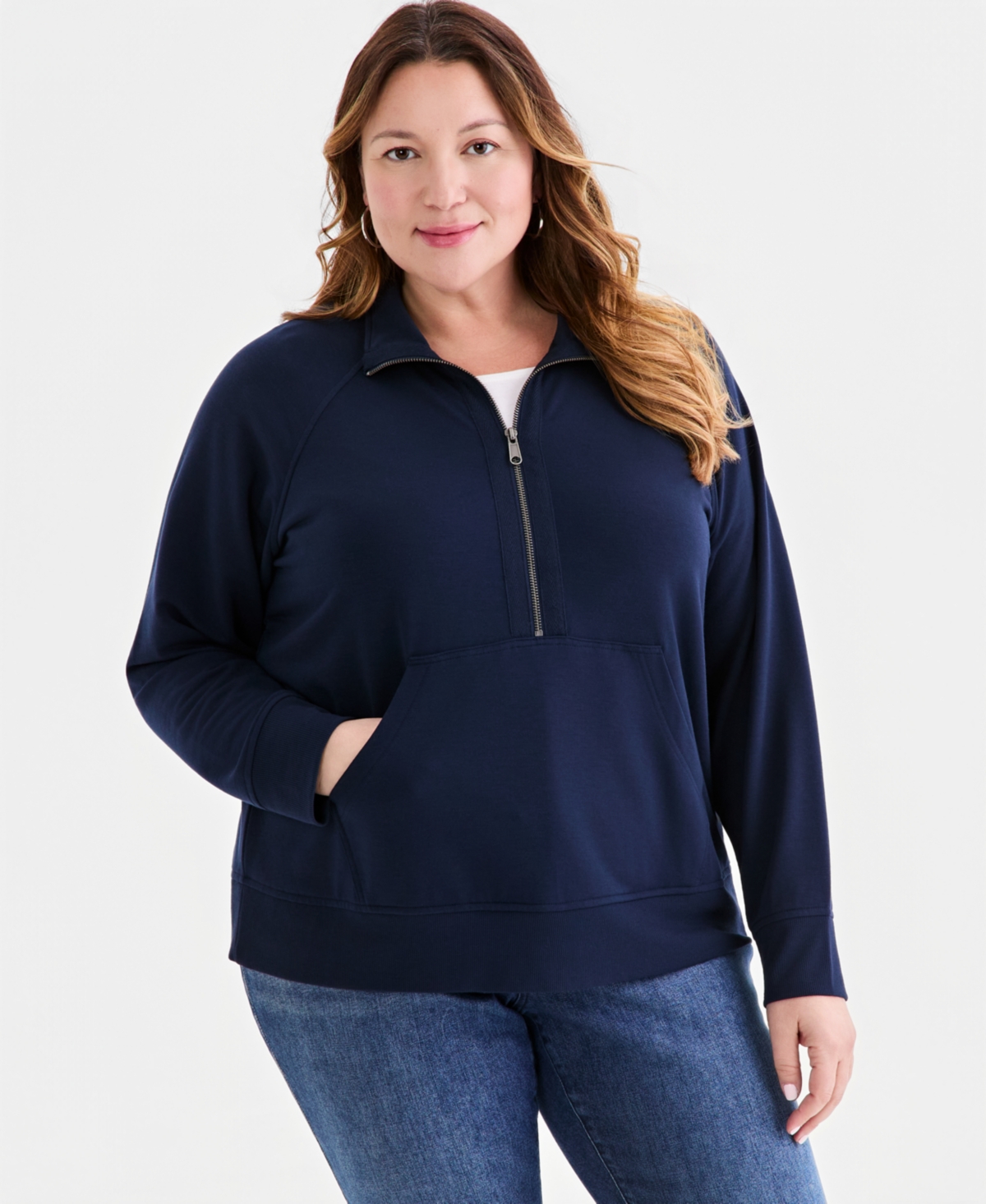 Click here for Style & Co Plus Size French Terry Half-Zip Sweatsh... prices