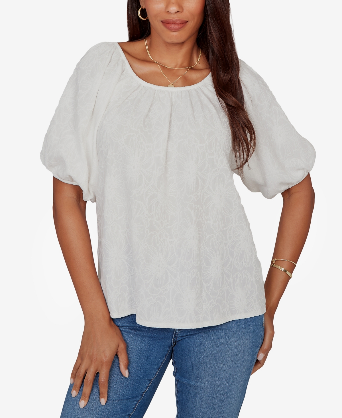 Click here for Ruby Rd. Petite Textured Convertible Knit Top - Wh... prices