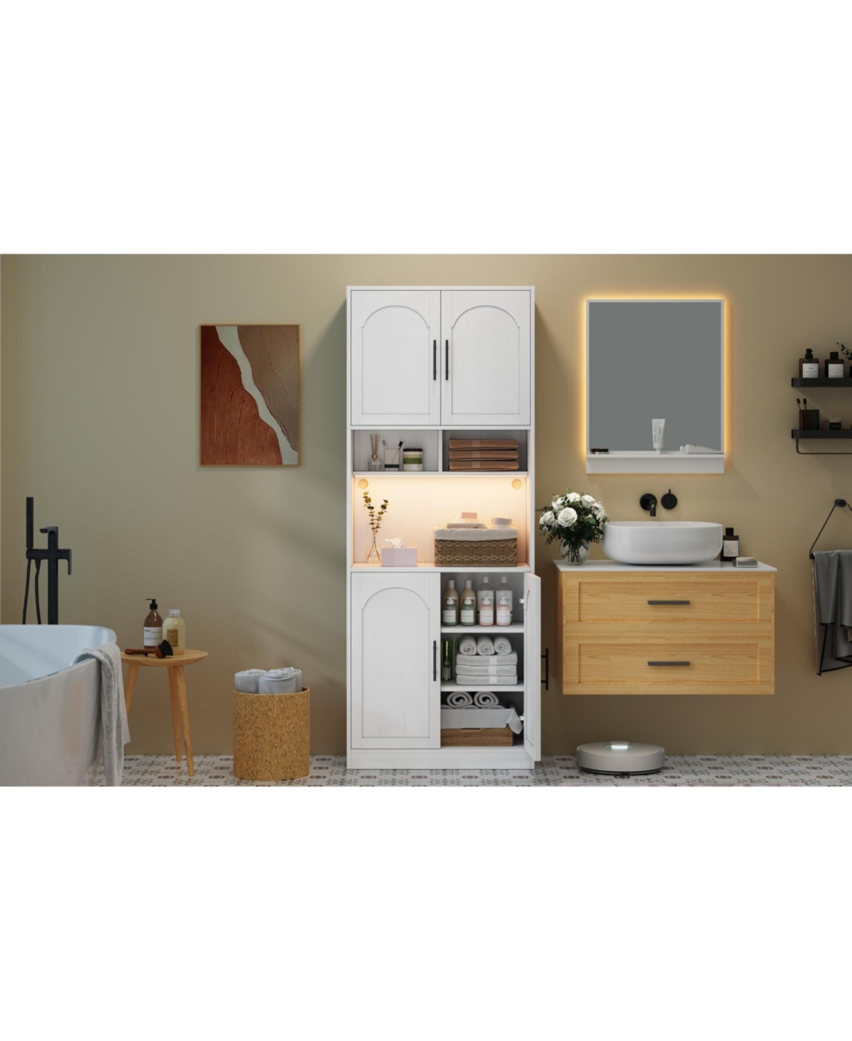 Click here for gaomon Kitchen Pantry Cabinet with Led Light Micro... prices