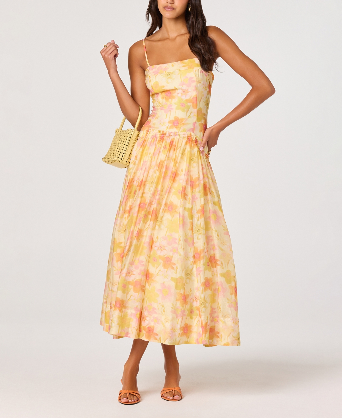 Click here for Astr the Label Womens Ovina Square Neck Dress - Ye... prices